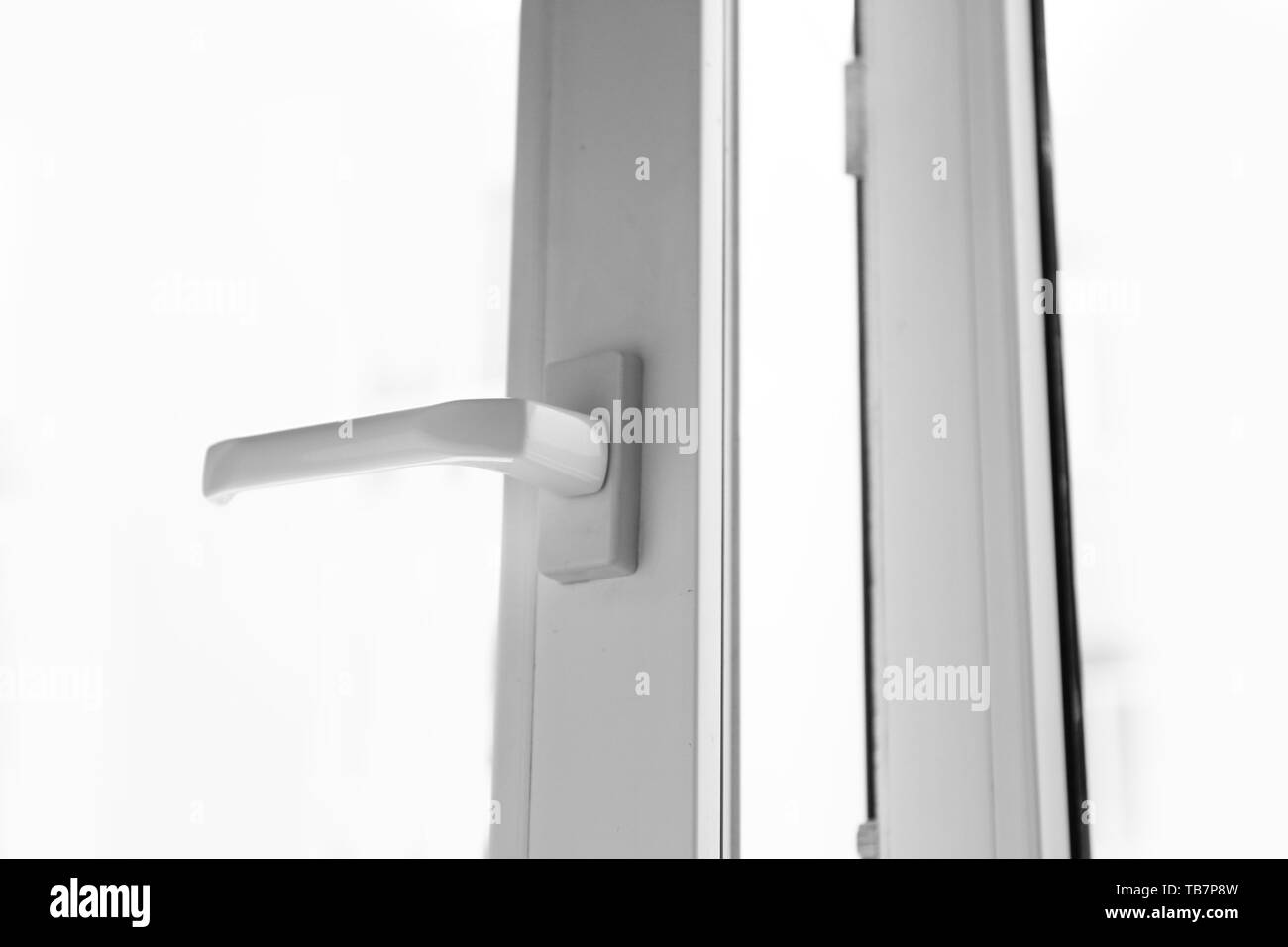 Modern open metal-plastic window, closeup Stock Photo - Alamy