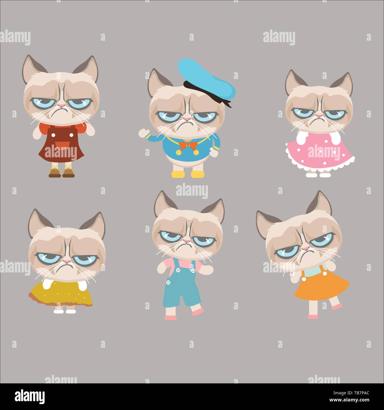 Funny vector set of grumpy cat Stock Vector Image & Art - Alamy