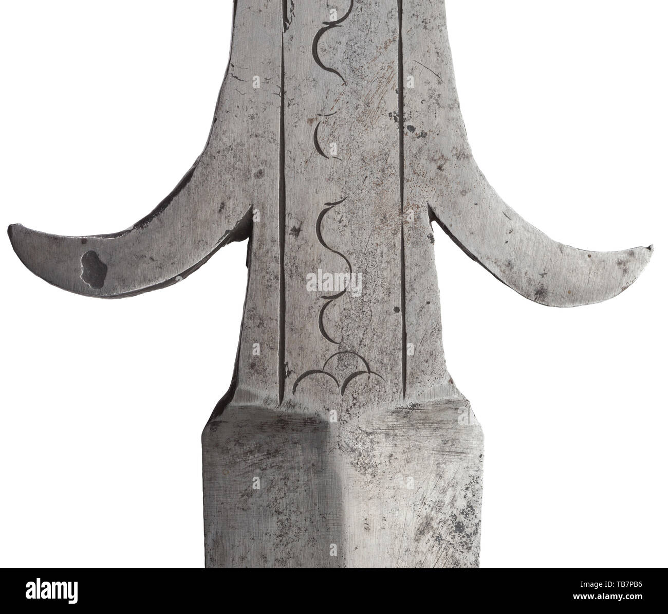 A South German two-hand sword, circa 1600, Double-edged, ridged blade ...