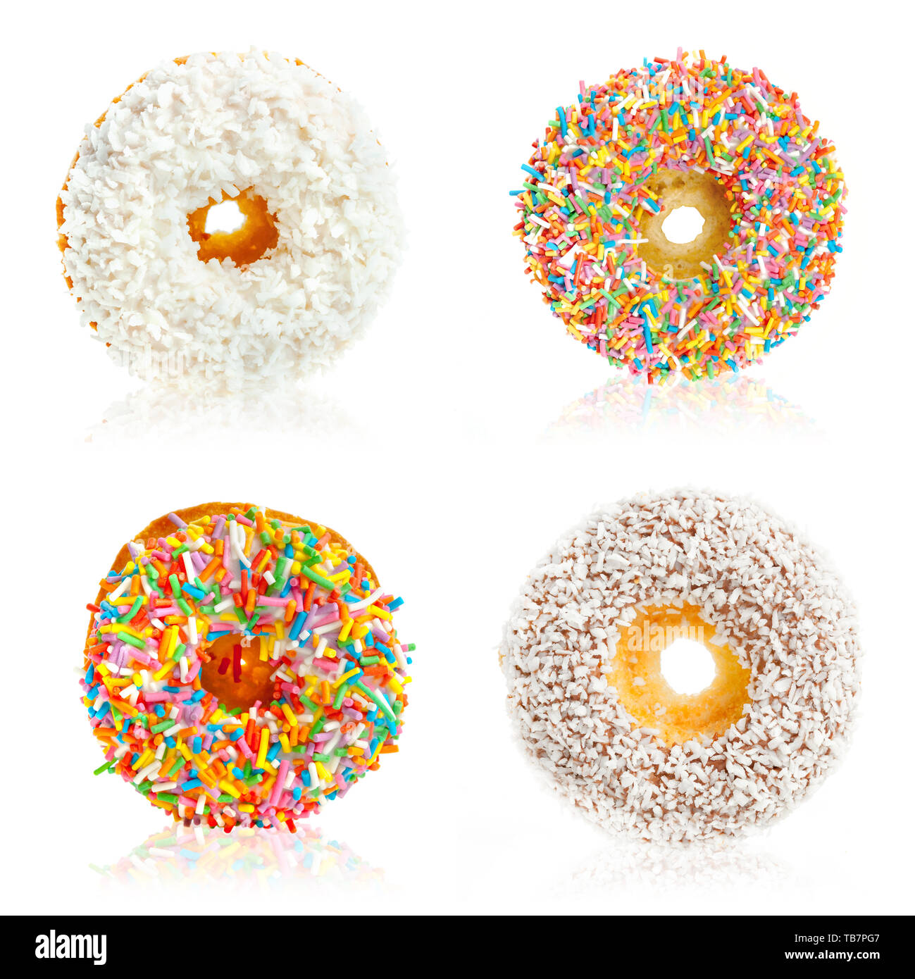 Delicious donuts collage, isolated on white Stock Photo - Alamy