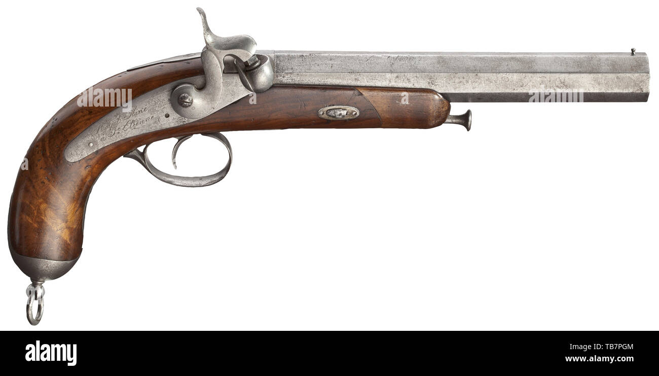 Small arms, pistols, caplock pistol, caliber 17,5 mm, St. Etienne ...