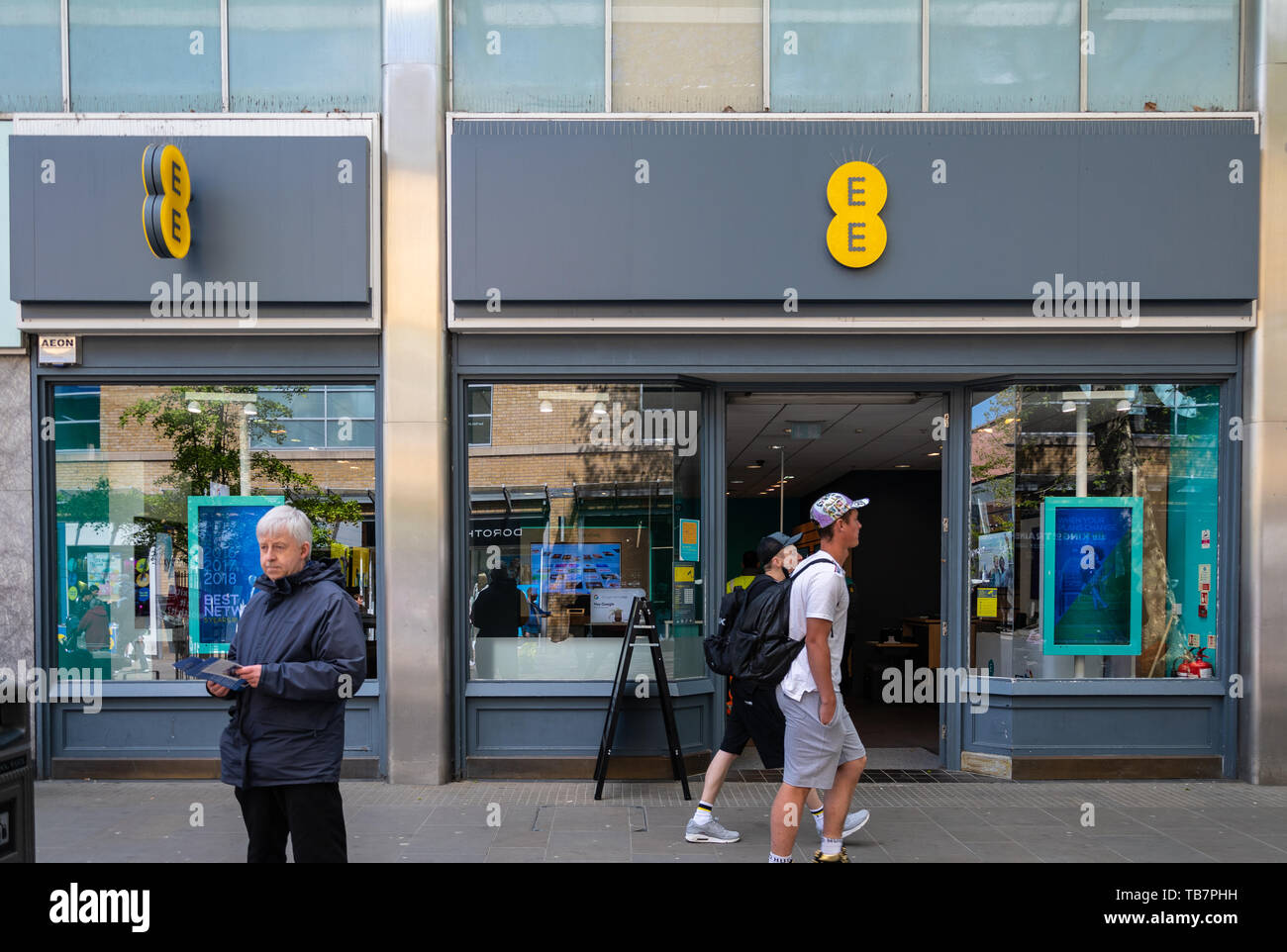 Swindon, United Kingdom - May 04 2019: The Frontage of EE Mobile phone ...
