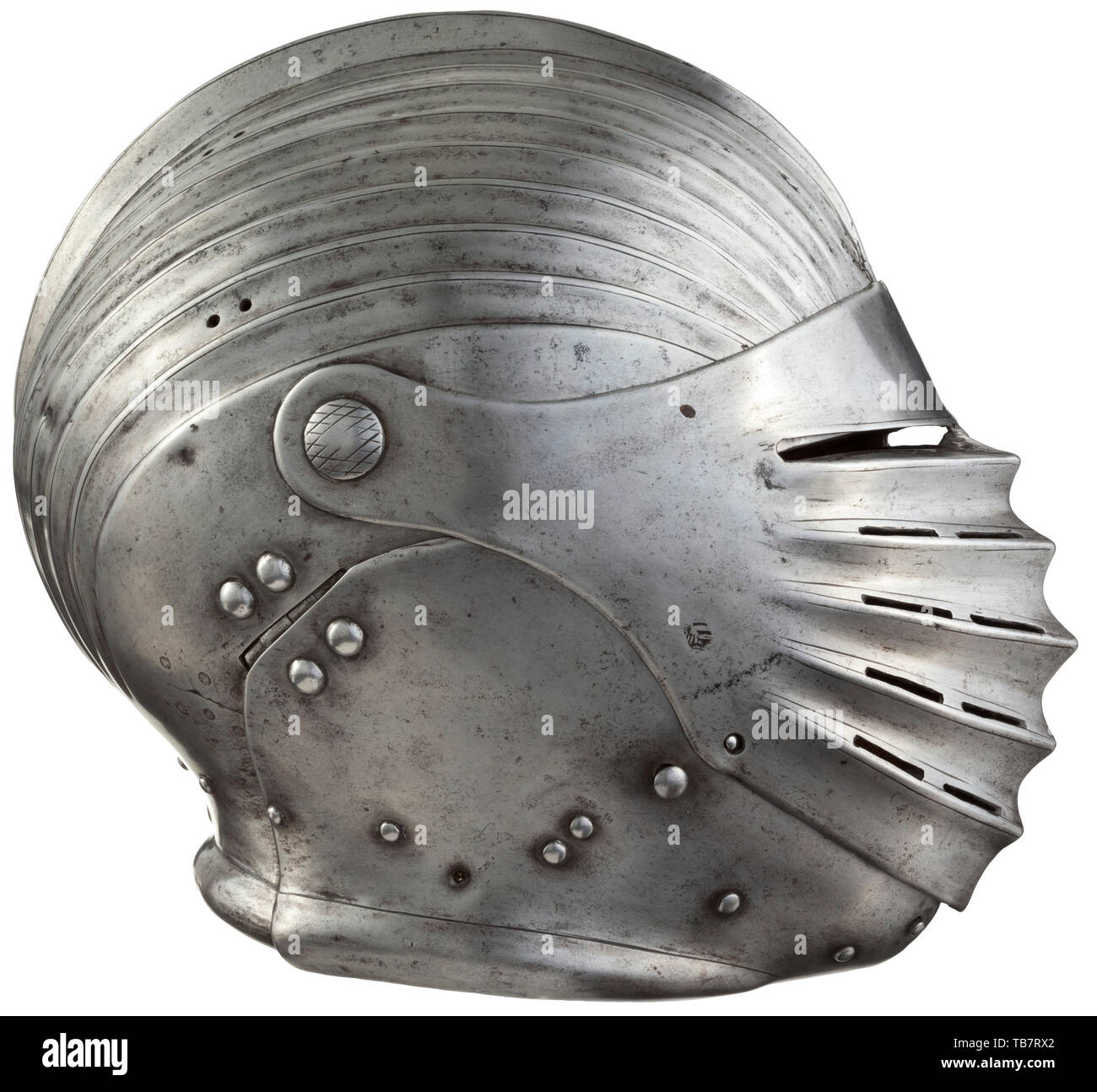 A well-formed South German Maximilian fluted armet of distinctive ...