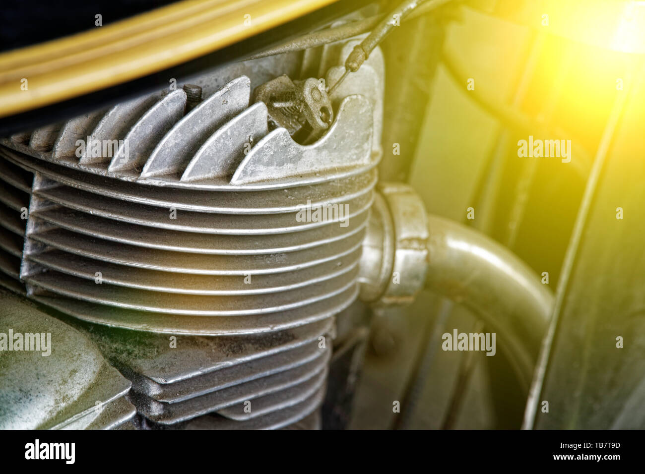 Old motorcycle motor engine in vintage photo Stock Photo - Alamy