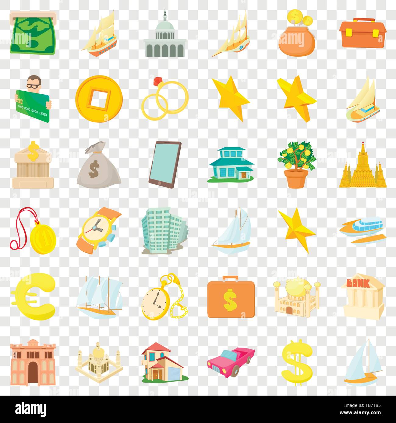 Wealth icons set, cartoon style Stock Vector Image & Art - Alamy