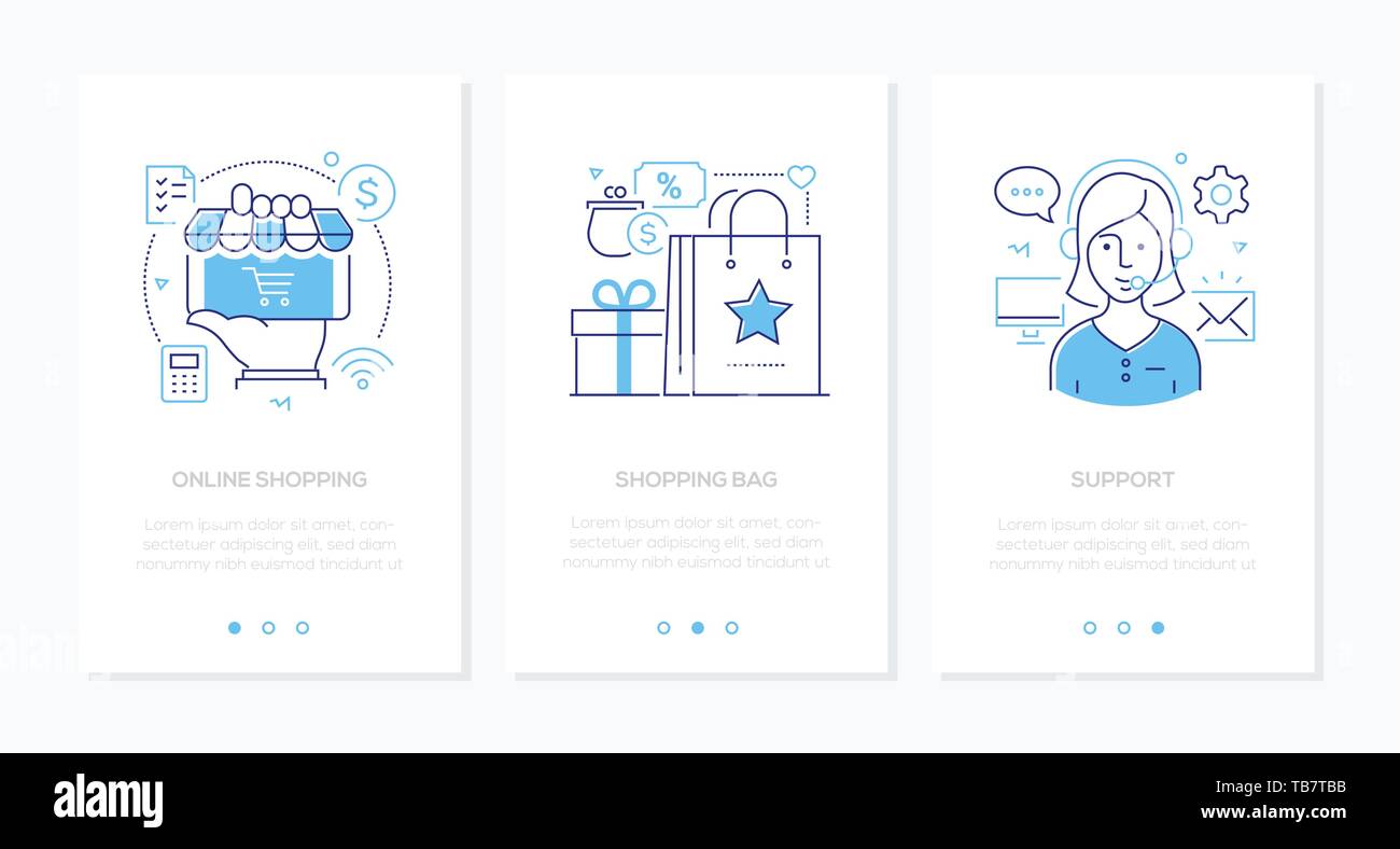 E-commerce - set of line design style vertical web banners Stock Vector ...