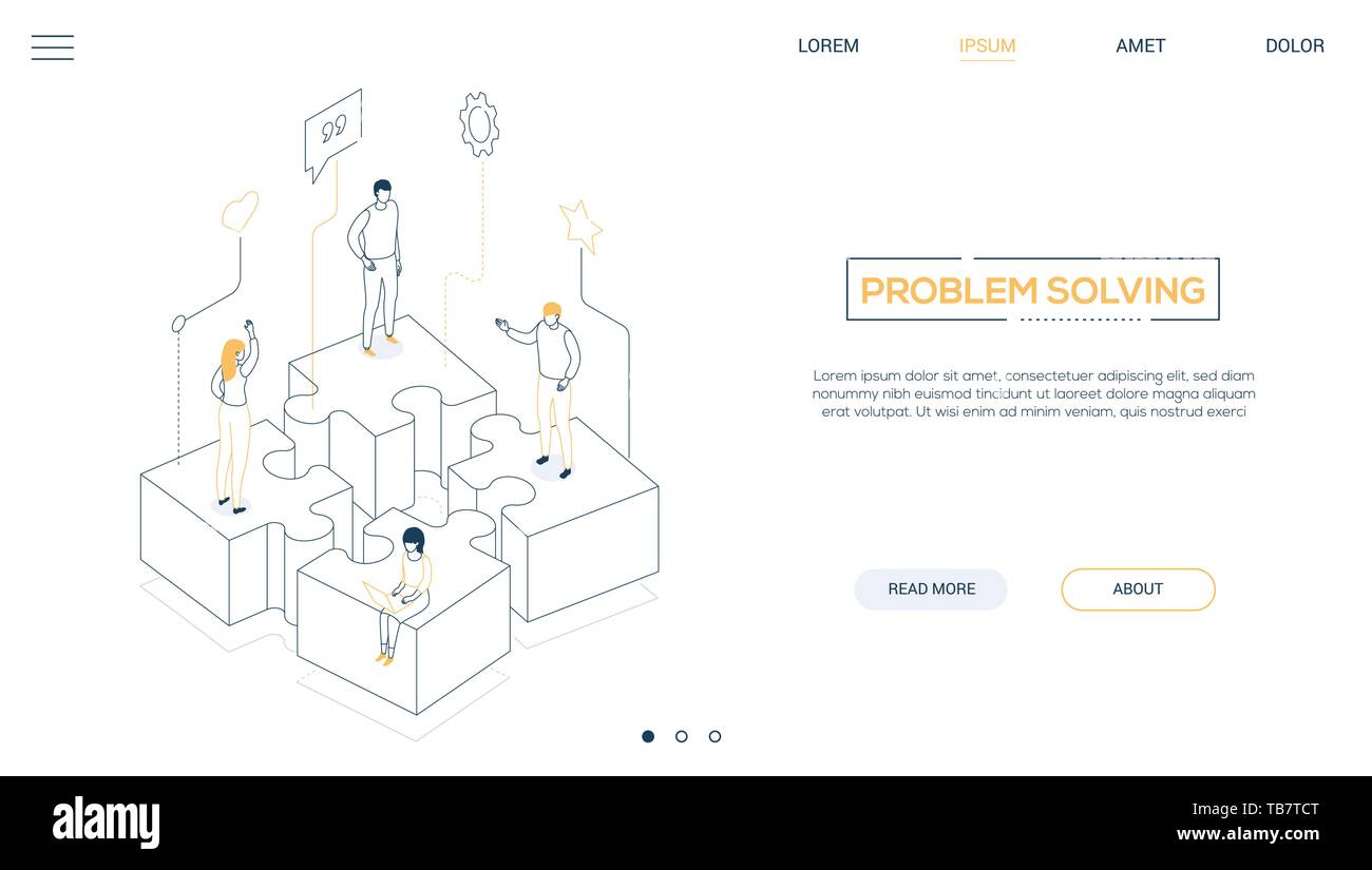 Problem solving - line design style isometric web banner Stock Vector ...