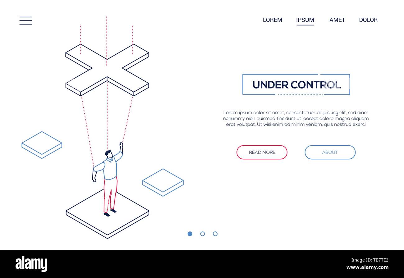 Under control - line design style isometric web banner Stock Vector ...