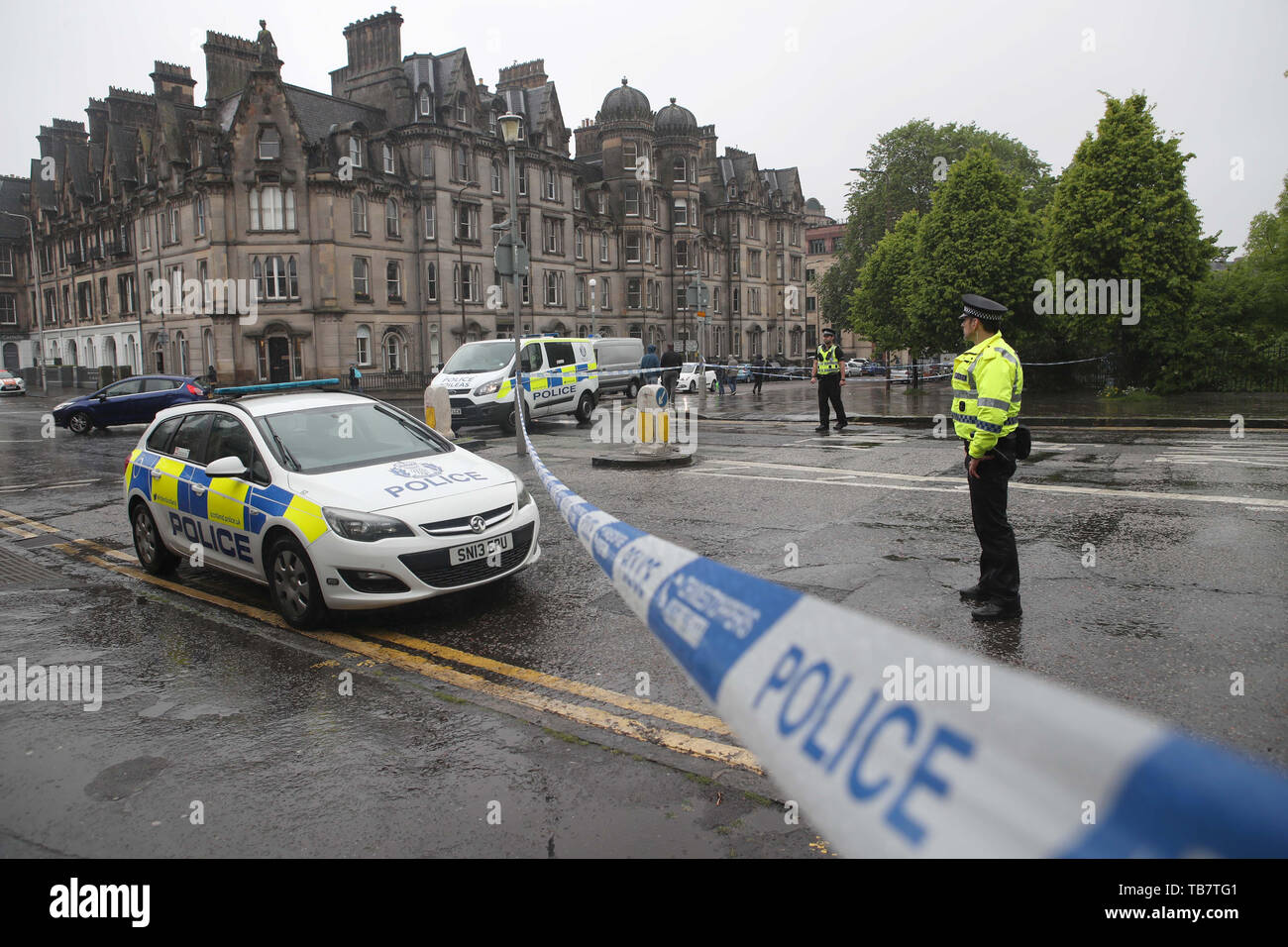Police road block at the junction of Castle Terrace and Johnston ...