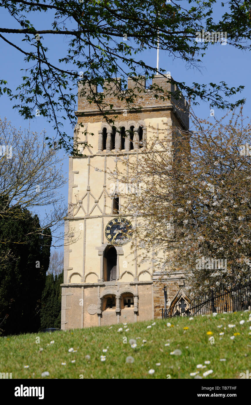 All Saints Church, Earls Barton, Northamptonshire. The Saxon tower is a ...