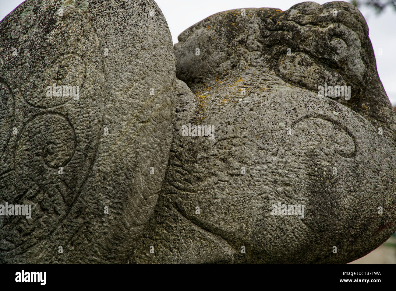 Carved stone - ancient inscription and nature lines ornate Stock Photo ...