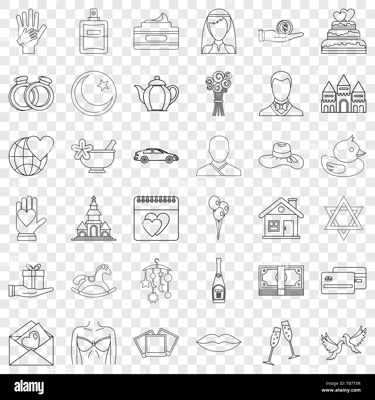 Bride icons set, outline style Stock Vector Image & Art - Alamy