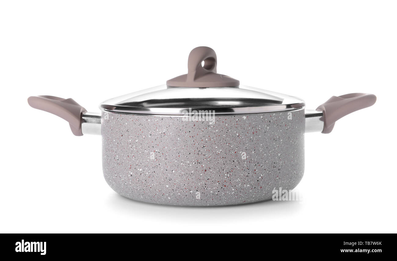 Saucepan on white background Stock Photo - Alamy