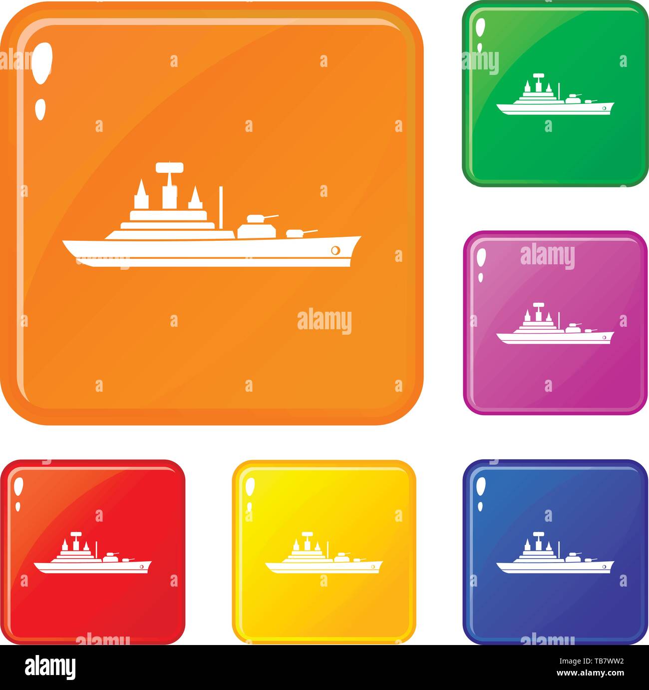 Warship icons set vector color Stock Vector Image & Art - Alamy
