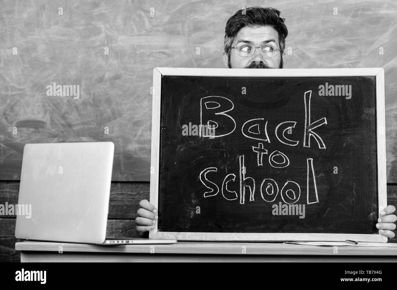 School life full of stress. Teacher or school principal welcomes ...