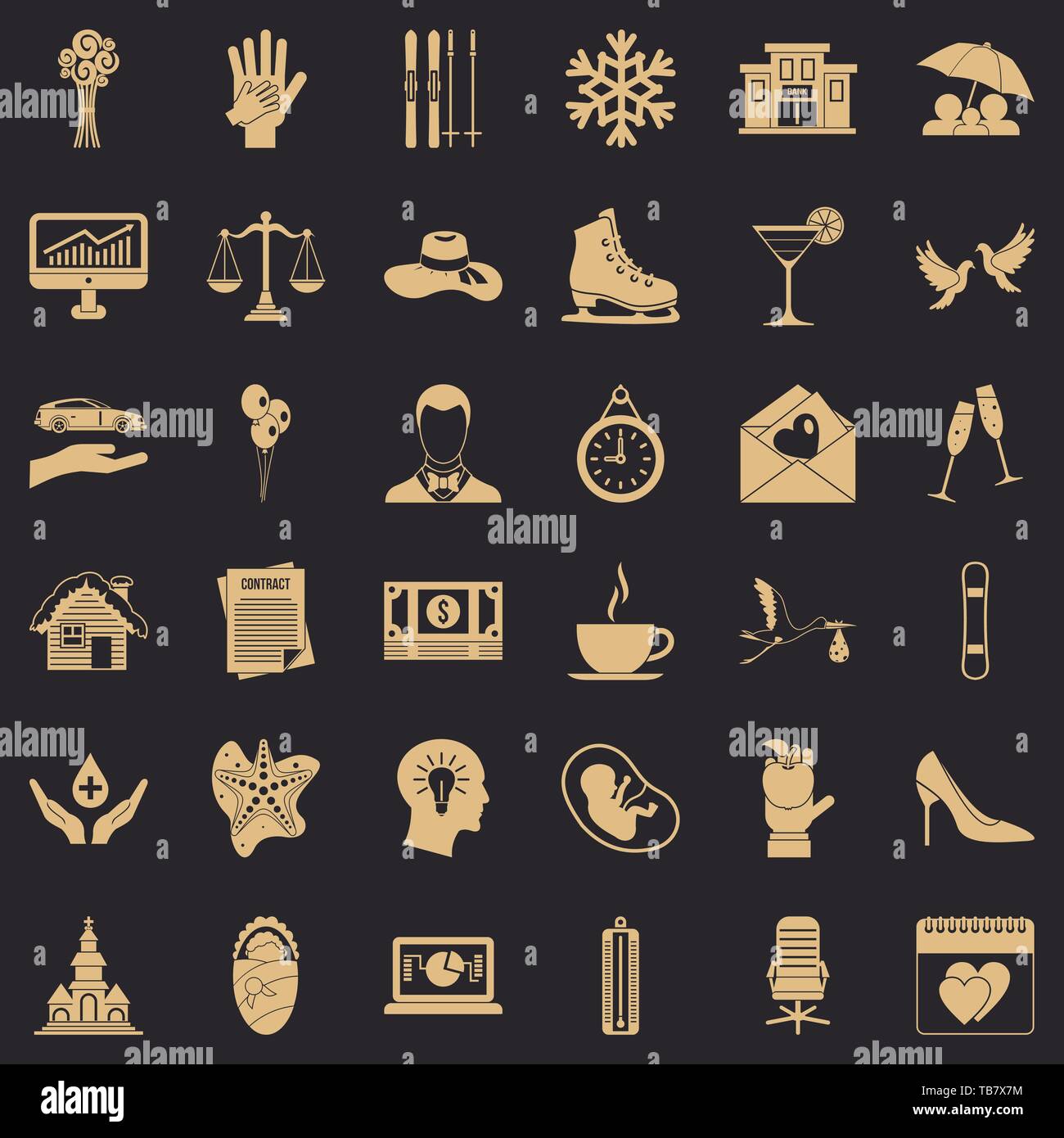 Happy icons set, simple style Stock Vector Image & Art - Alamy