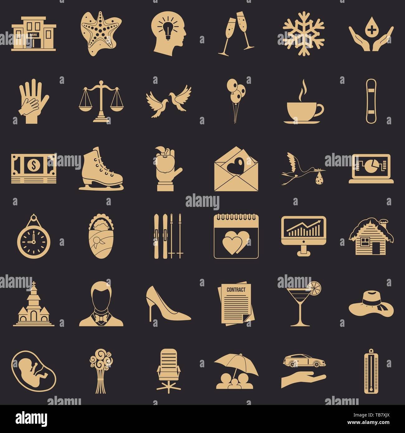 Enjoy icons set, simple style Stock Vector Image & Art - Alamy