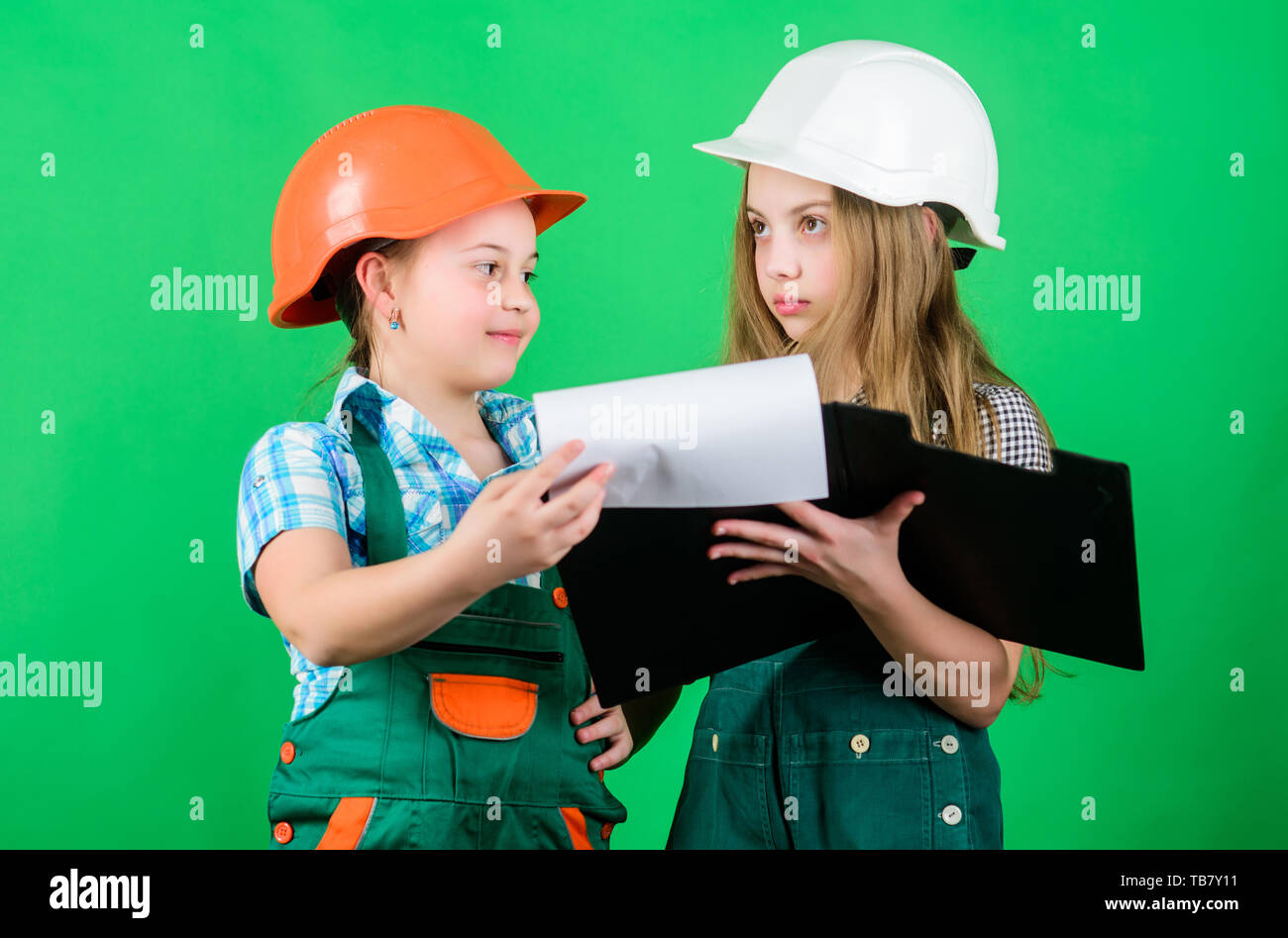 school project. Happy children. Labor day. 1 may. Little kids in helmet ...