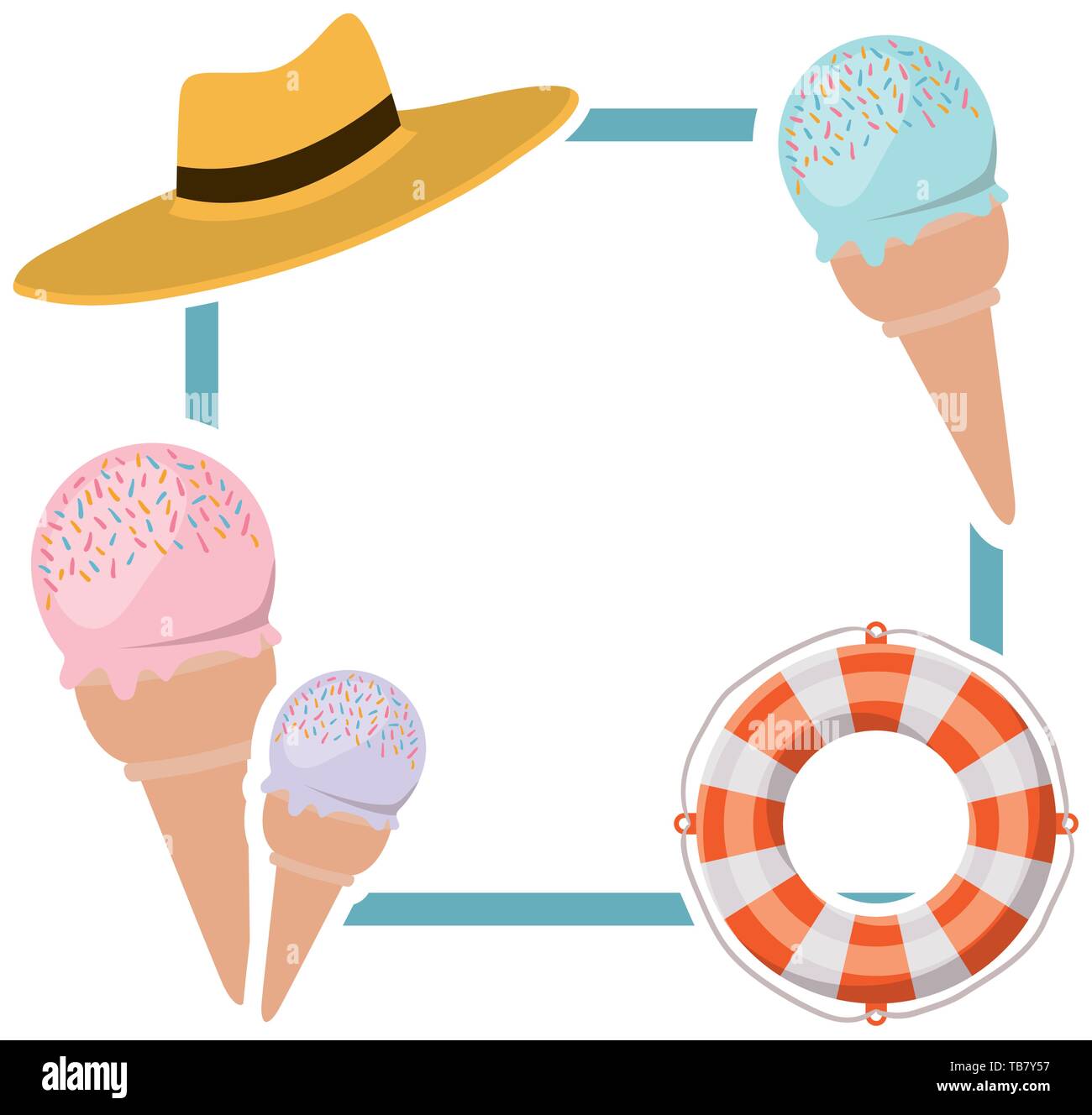 frame with summer objects in white background Stock Vector Image & Art ...