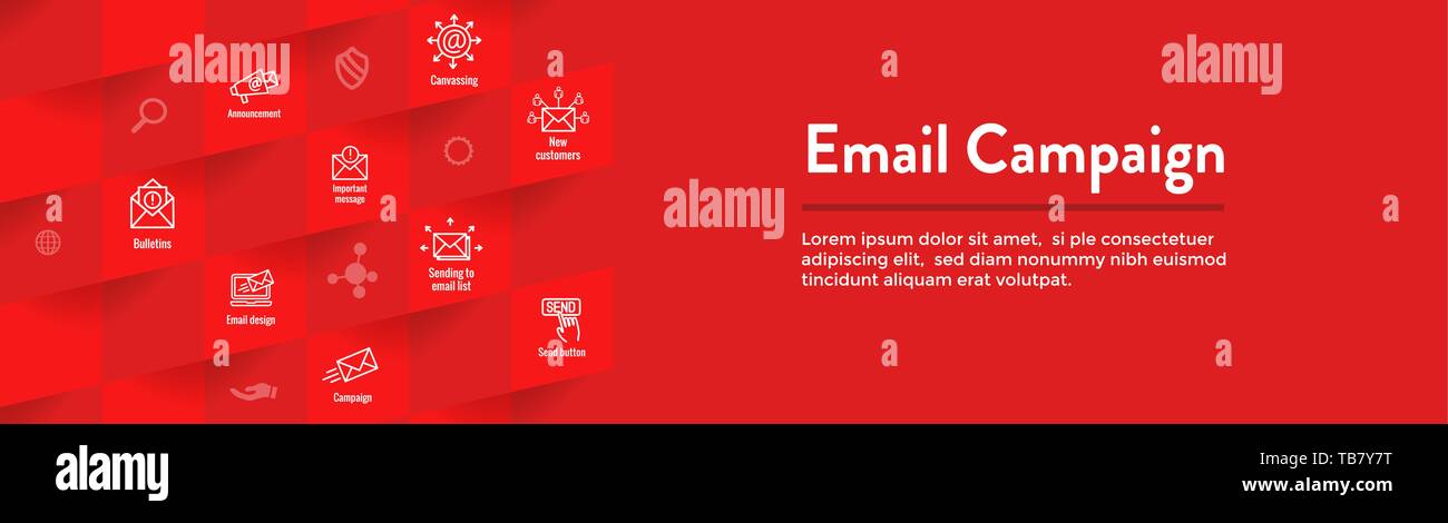 Email marketing campaigns icon set & web header banner Stock Vector ...