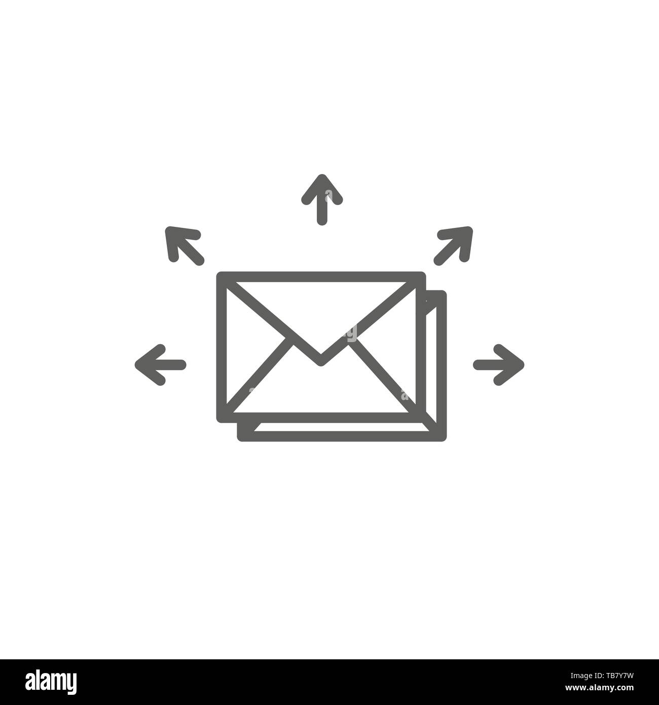 Email marketing campaigns icon w envelope being sent to multiple ...