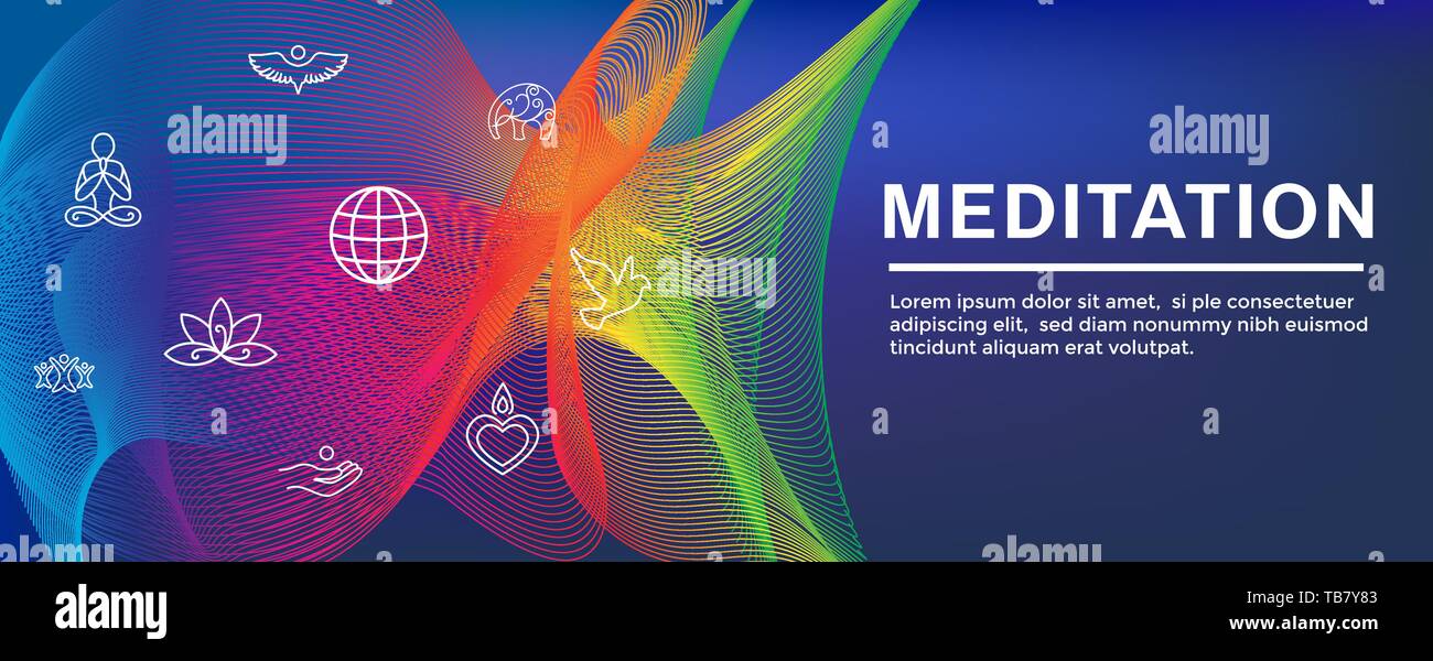 Meditation Icon Set with Web Header Banner Stock Vector Image & Art - Alamy