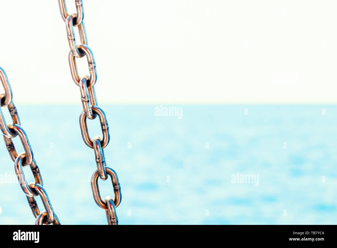 Chain and blue sea. Seascape with ship chain Stock Photo - Alamy