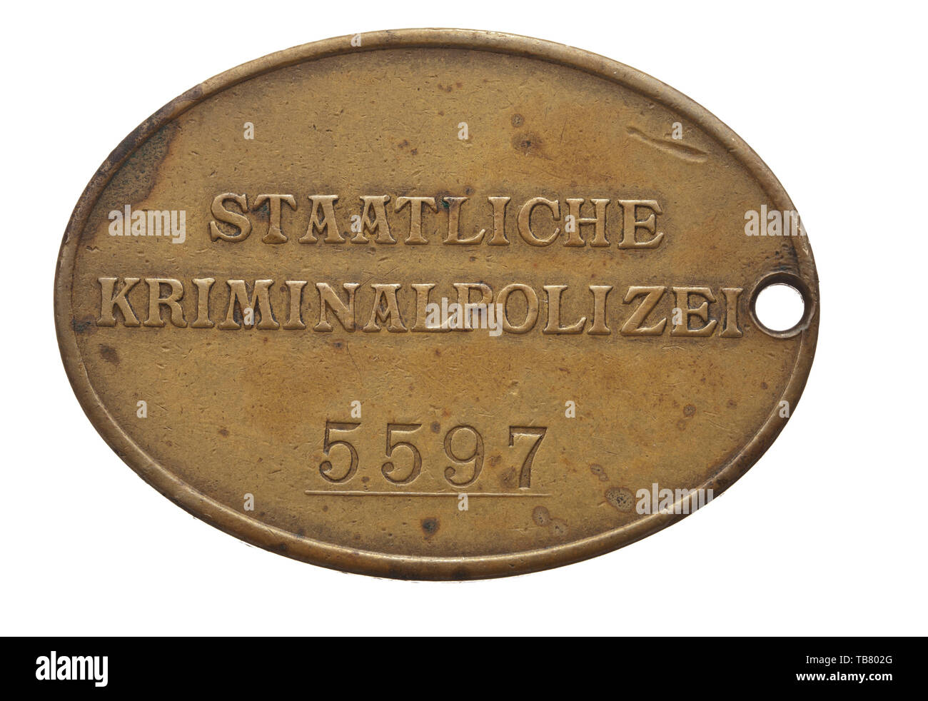 A badge of office "5597" of the Staatliche Kriminalpolizei, Struck in ...