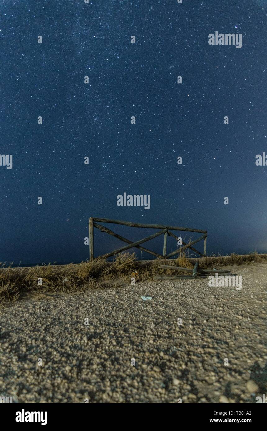 Night landscape with path and starry sky Stock Photo - Alamy