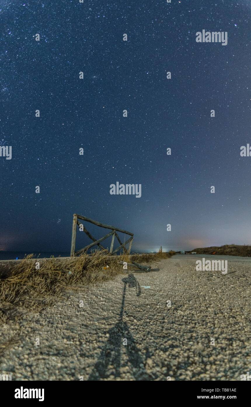 Night landscape with path and starry sky Stock Photo - Alamy