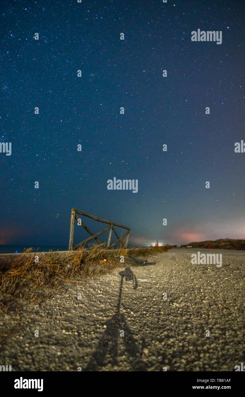 Night landscape with path and starry sky Stock Photo - Alamy