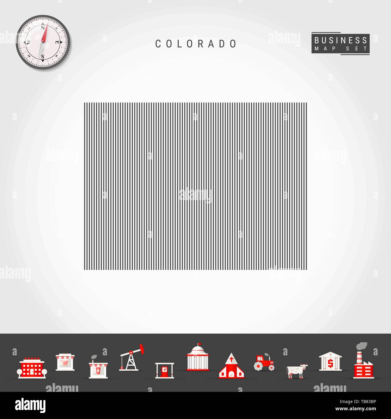Vector Vertical Lines Pattern Map of Colorado. Striped Simple ...