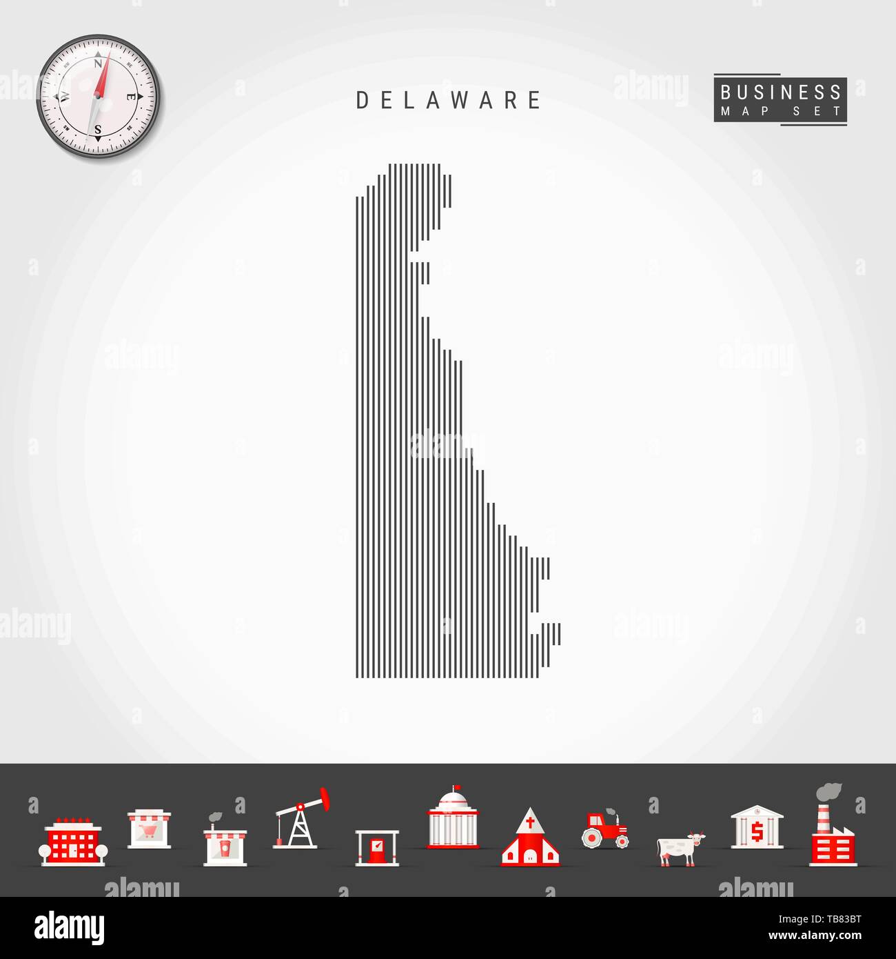 Vector Vertical Lines Pattern Map of Delaware. Striped Simple ...