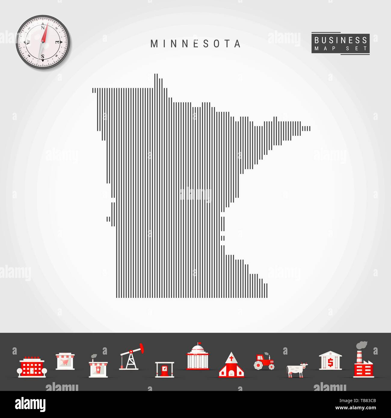 Vector Vertical Lines Pattern Map of Minnesota. Striped Simple ...