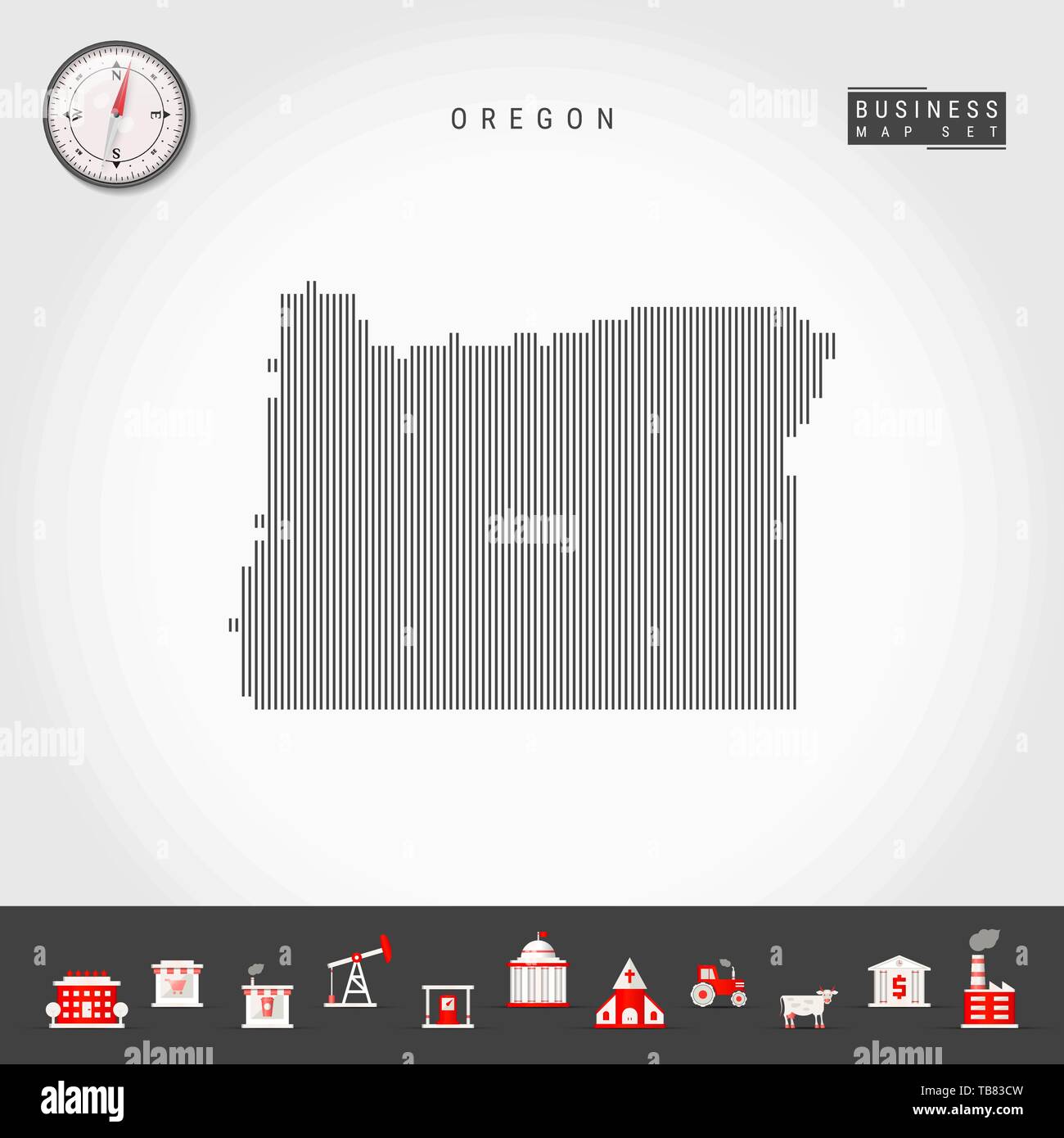 Vector Vertical Lines Pattern Map of Oregon. Striped Simple Silhouette ...