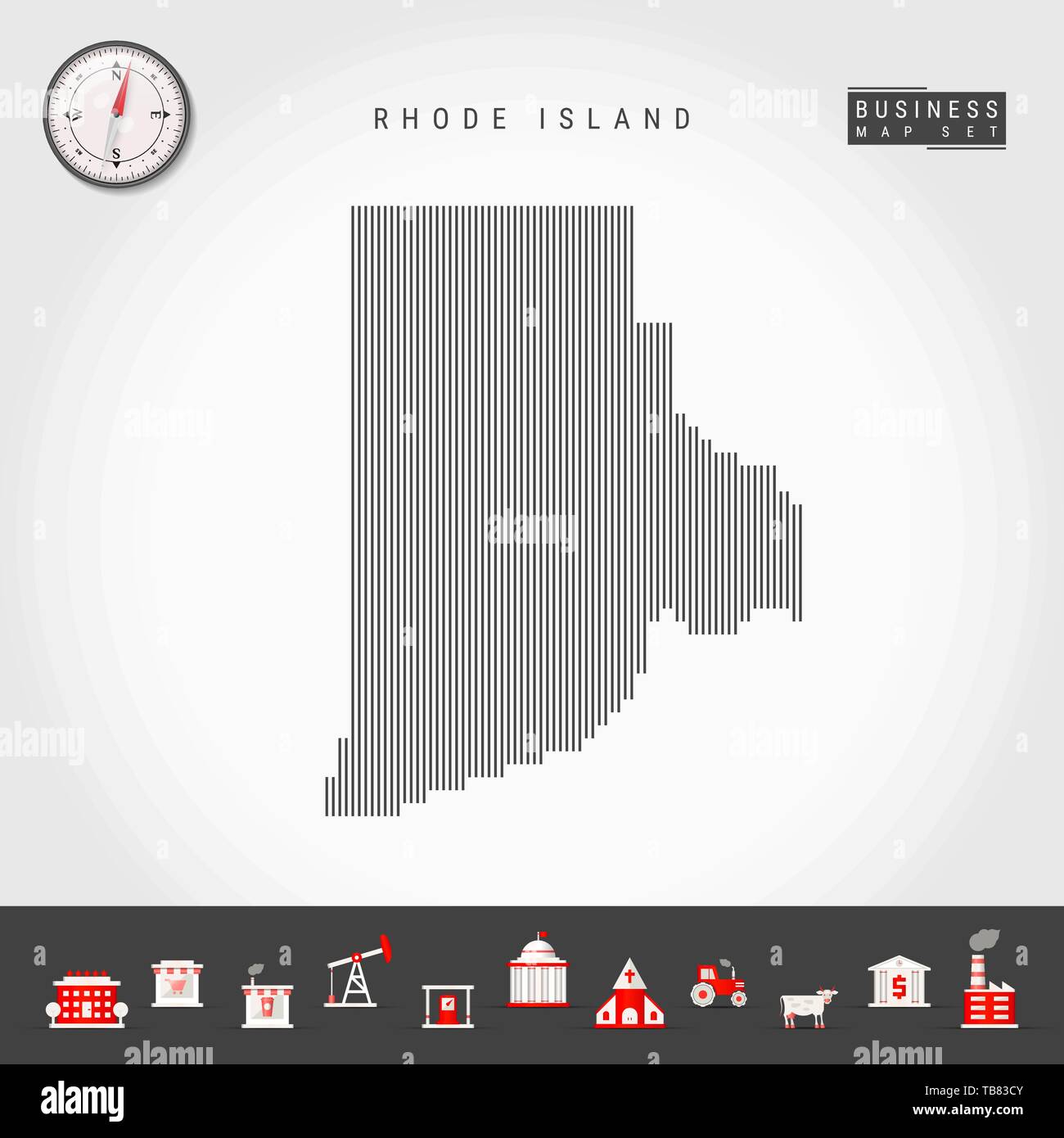 Vector Vertical Lines Pattern Map of Rhode Island. Striped Simple ...