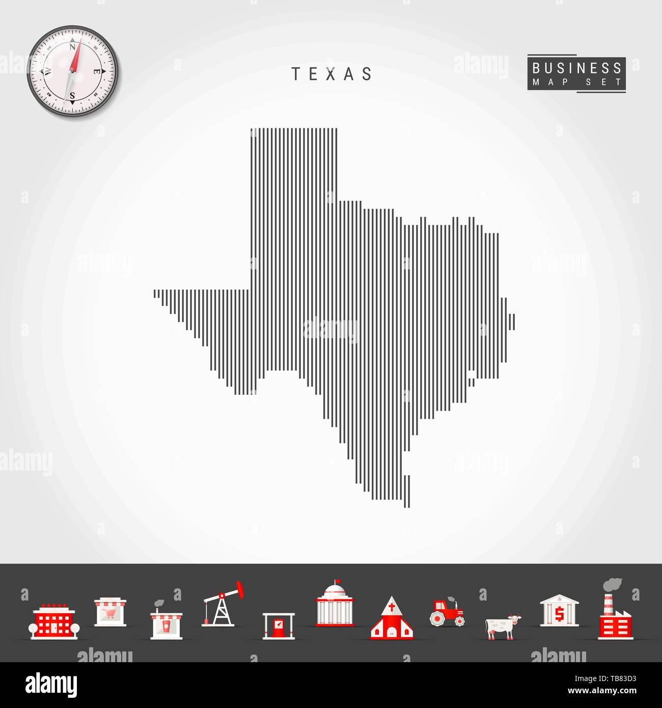 Vector Vertical Lines Pattern Map of Texas. Striped Simple Silhouette ...