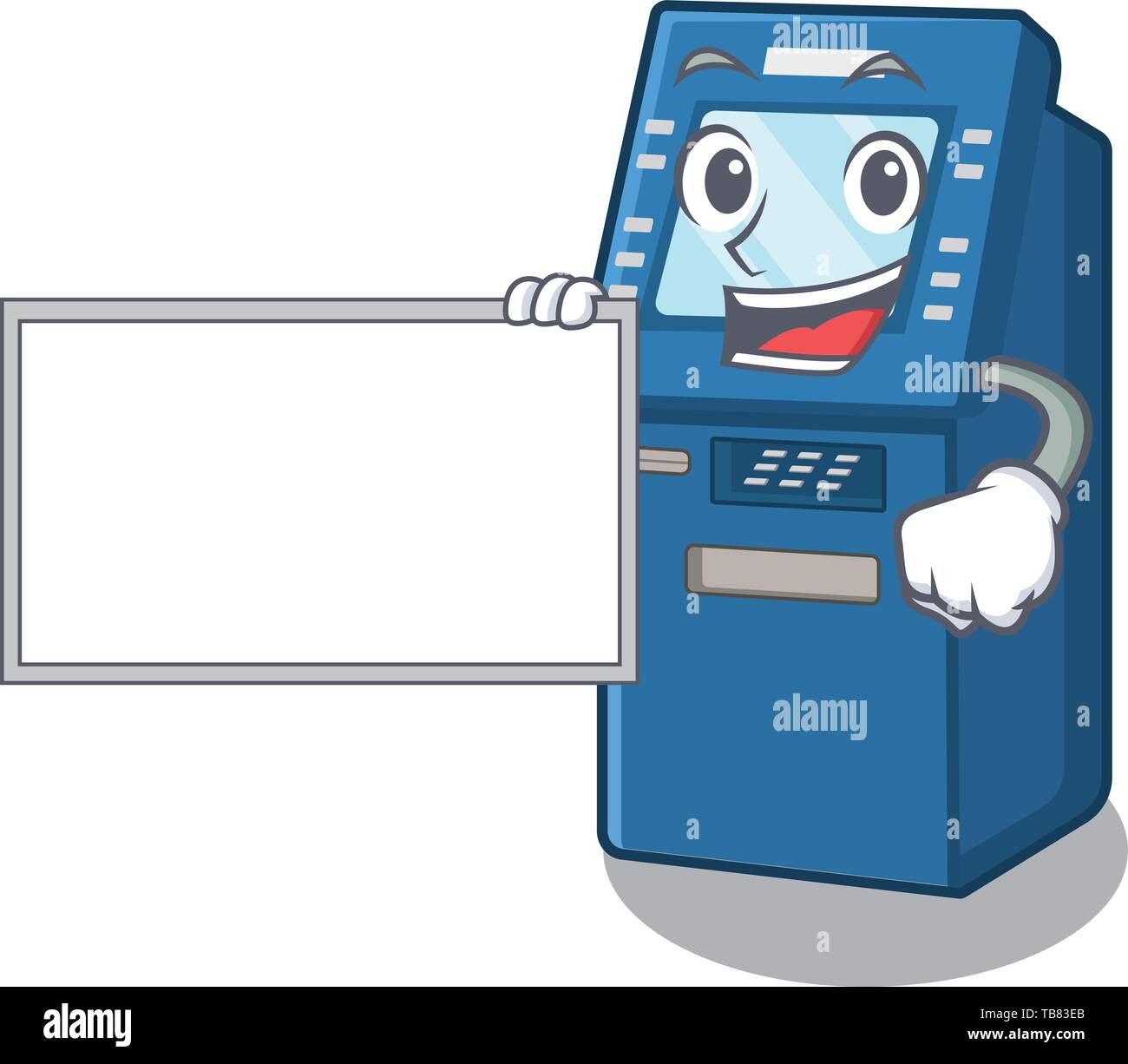 With board ATM machine isolated with the mascot Stock Vector Image ...