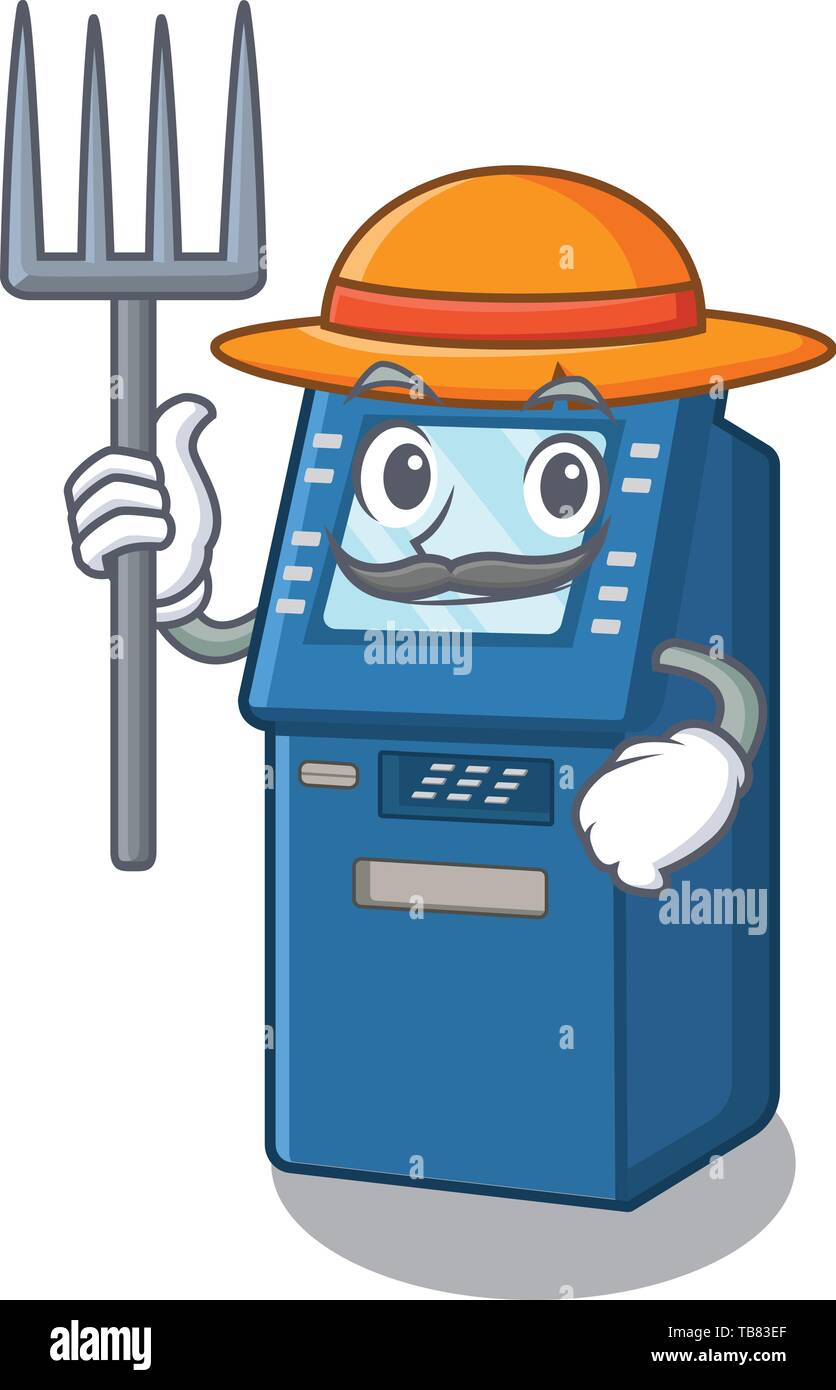 Farmer ATM machine isolated with the mascot Stock Vector Image & Art ...