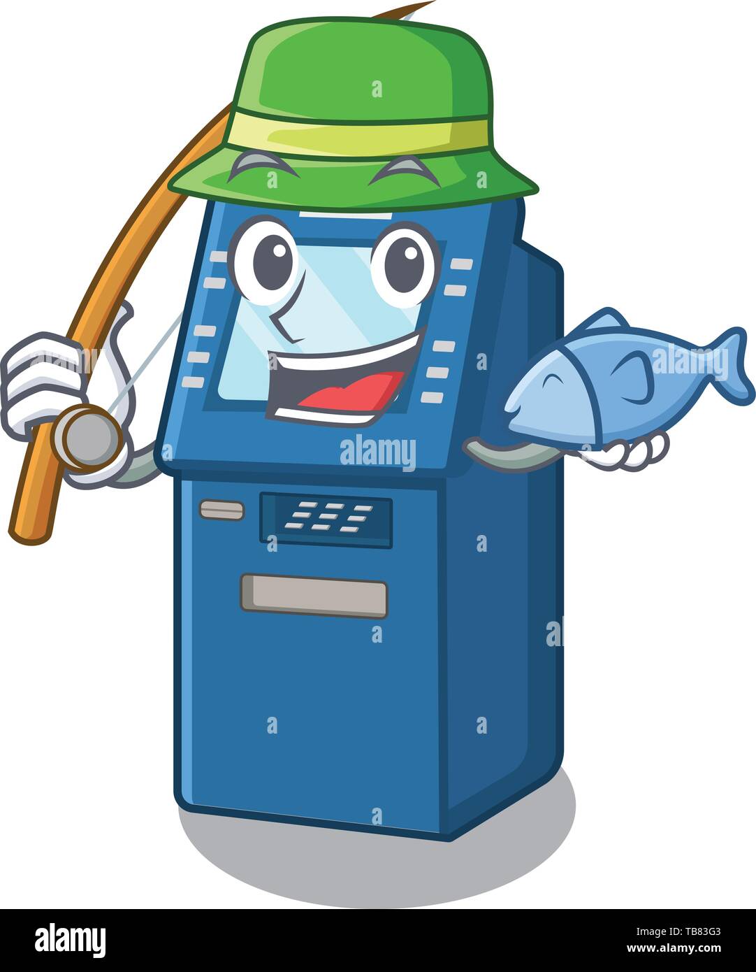 Fishing atm machine next to character table Stock Vector Image & Art ...