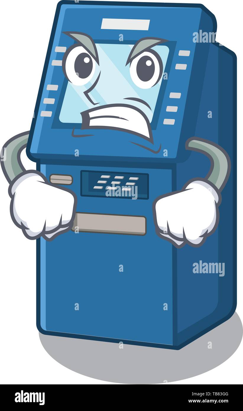 Angry atm machine next to character table Stock Vector Image & Art - Alamy
