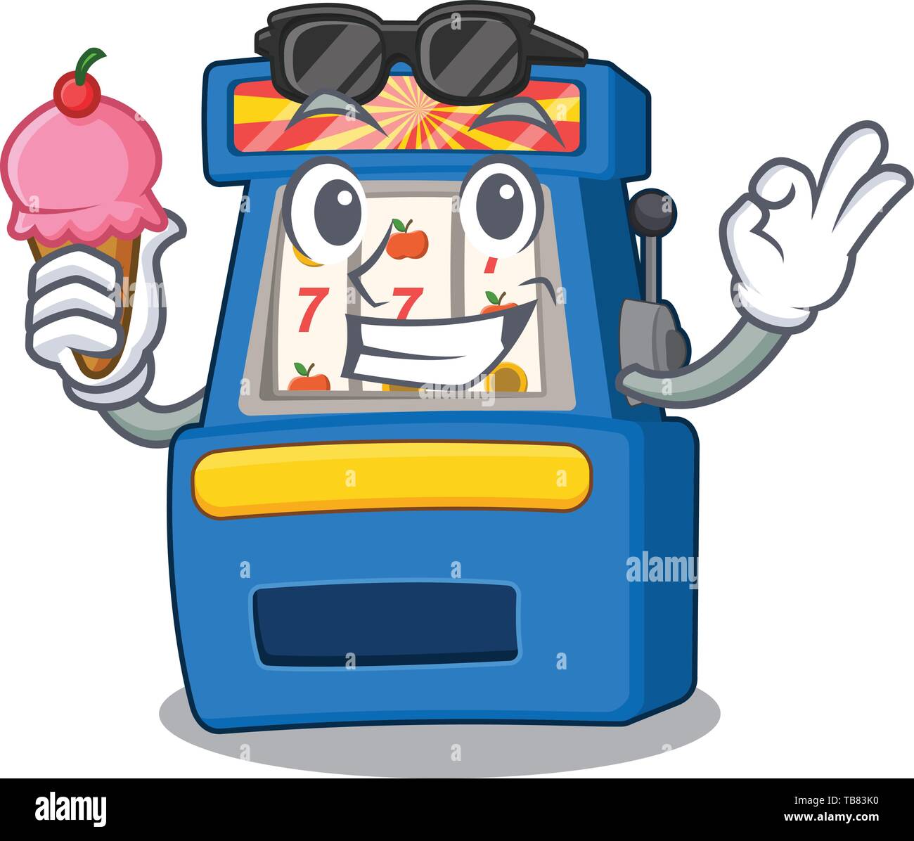With ice cream slot machine isolated in the character Stock Vector ...