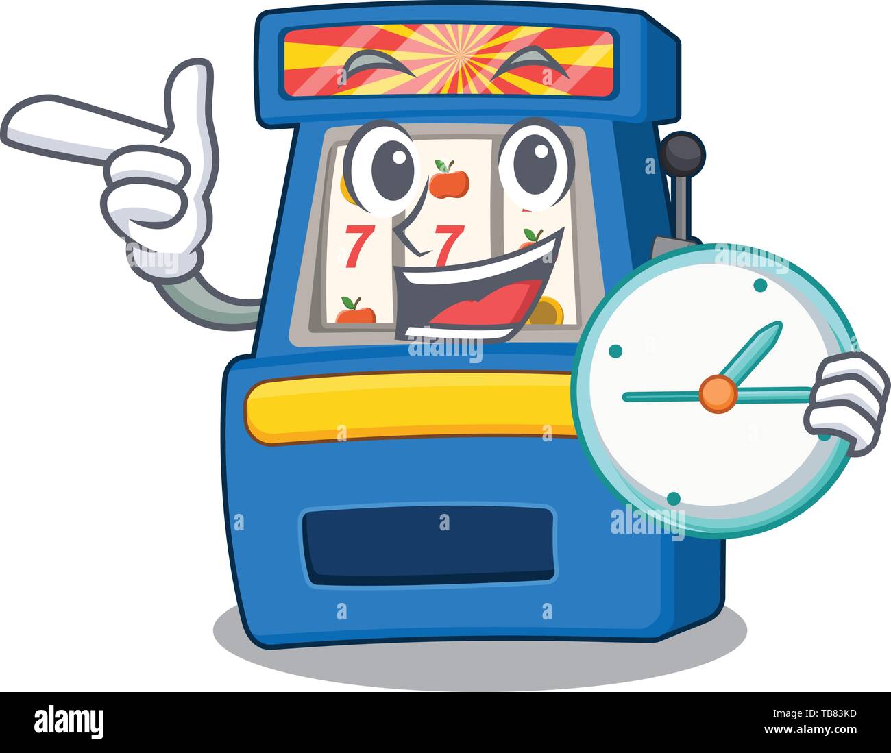 With clock slot machine isolated in the character Stock Vector Image ...