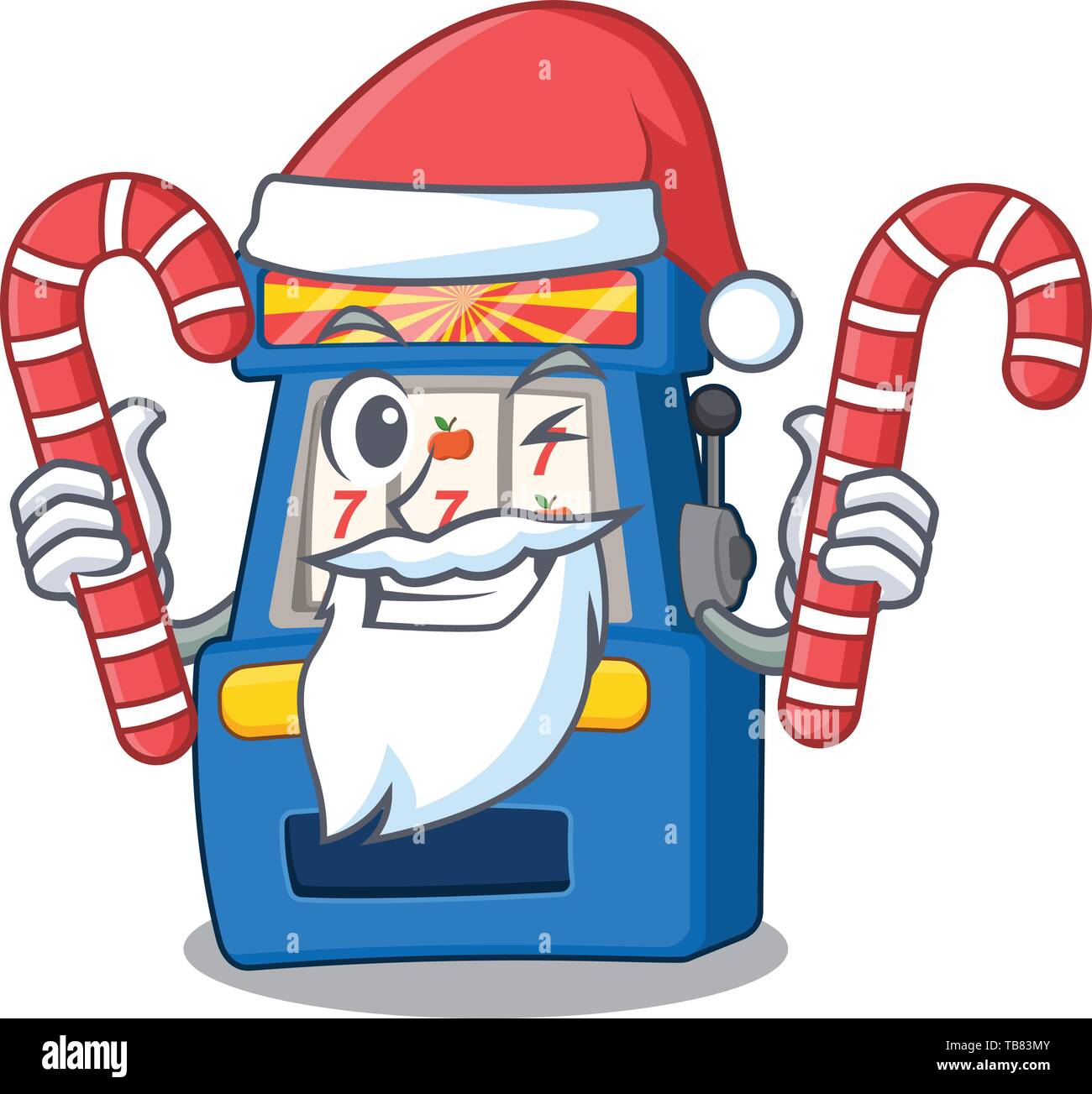 Santa with candy slot machine attached to cartoon wall Stock Vector ...