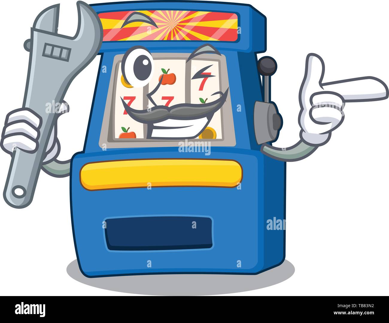 Mechanic slot machine attached to cartoon wall Stock Vector Image & Art ...