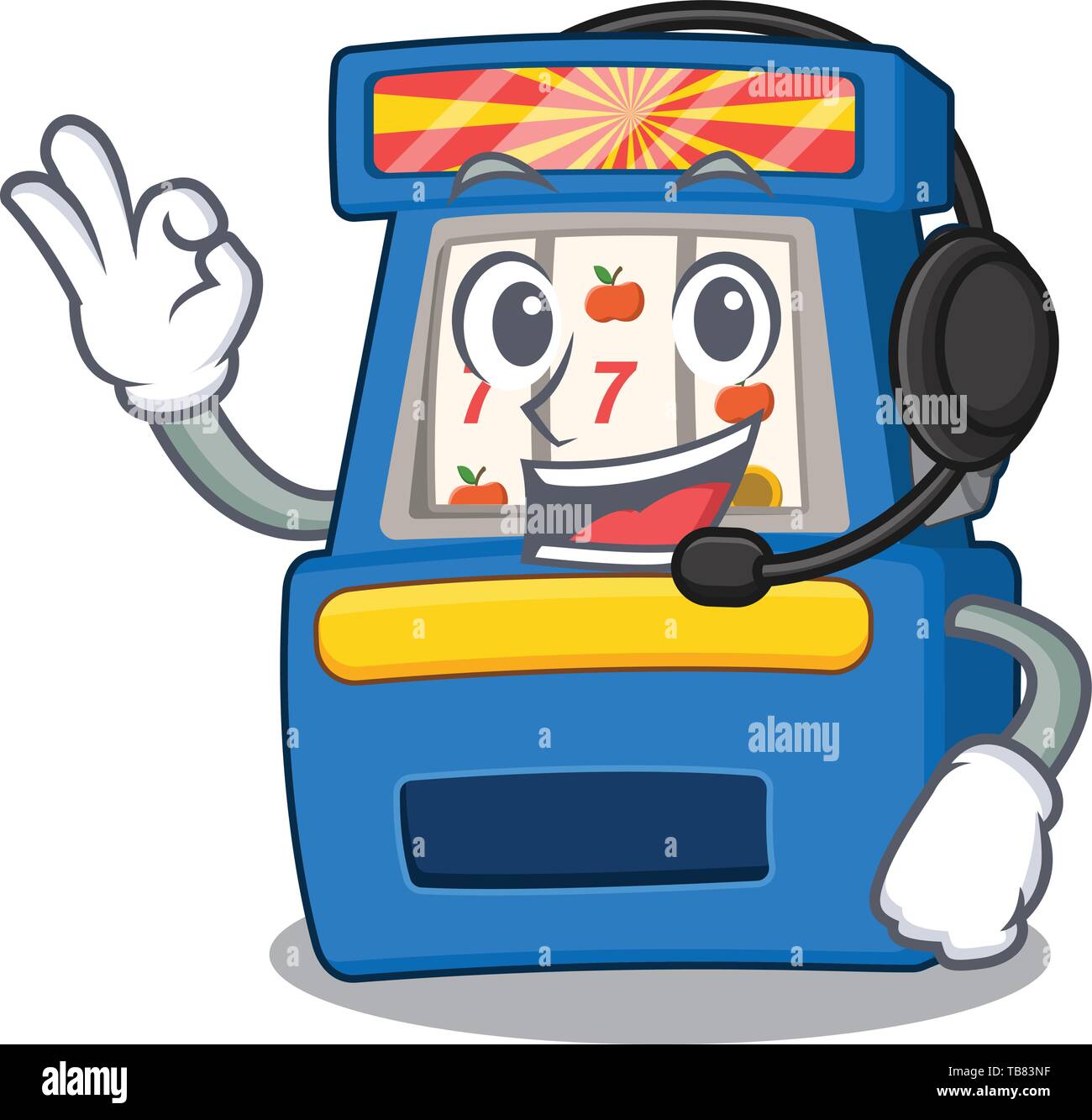 With headphone slot machine attached to cartoon wall Stock Vector Image ...