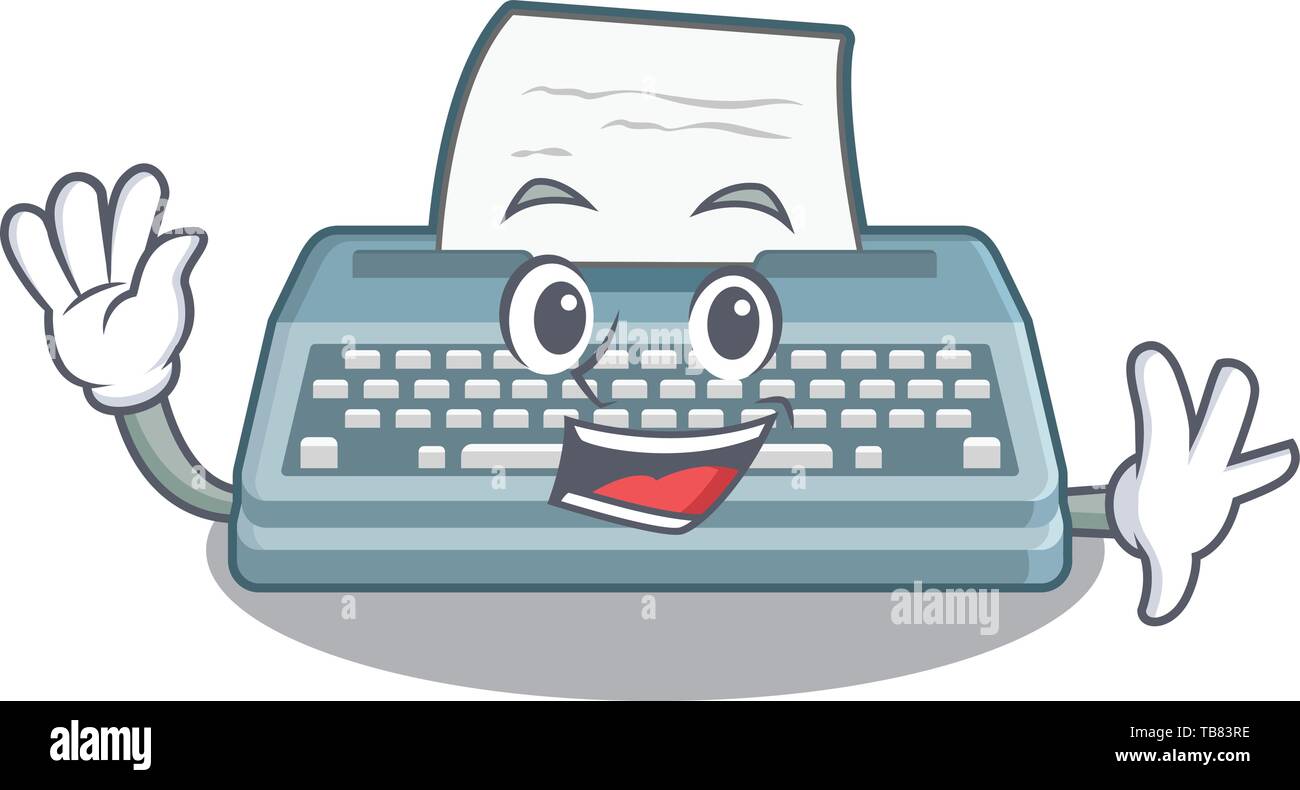 Waving typewriter isolated with in the cartoon Stock Vector Image & Art ...