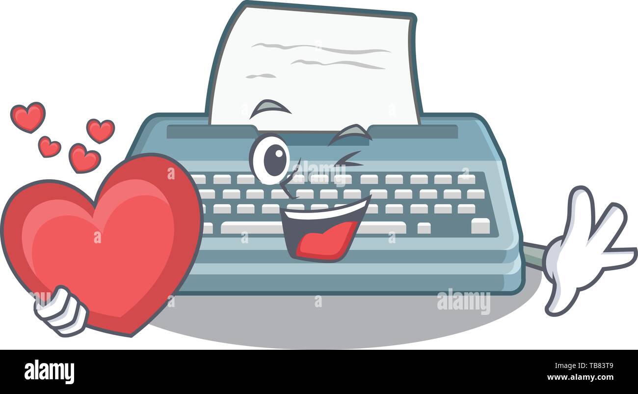 With heart typewriter in the a cartoon shape Stock Vector Image & Art ...