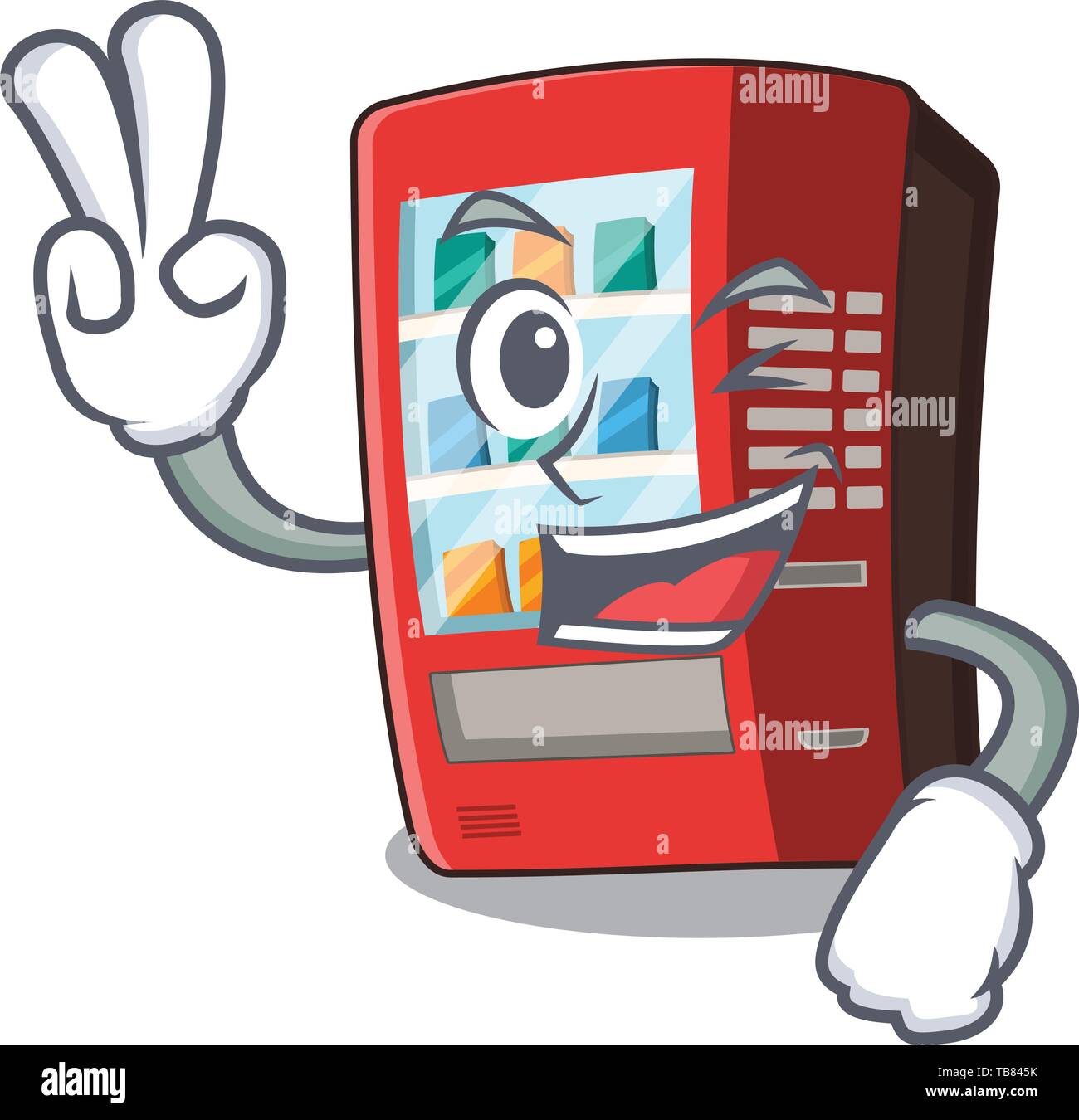 Two finger vending machine isolated with the mascot Stock Vector Image ...
