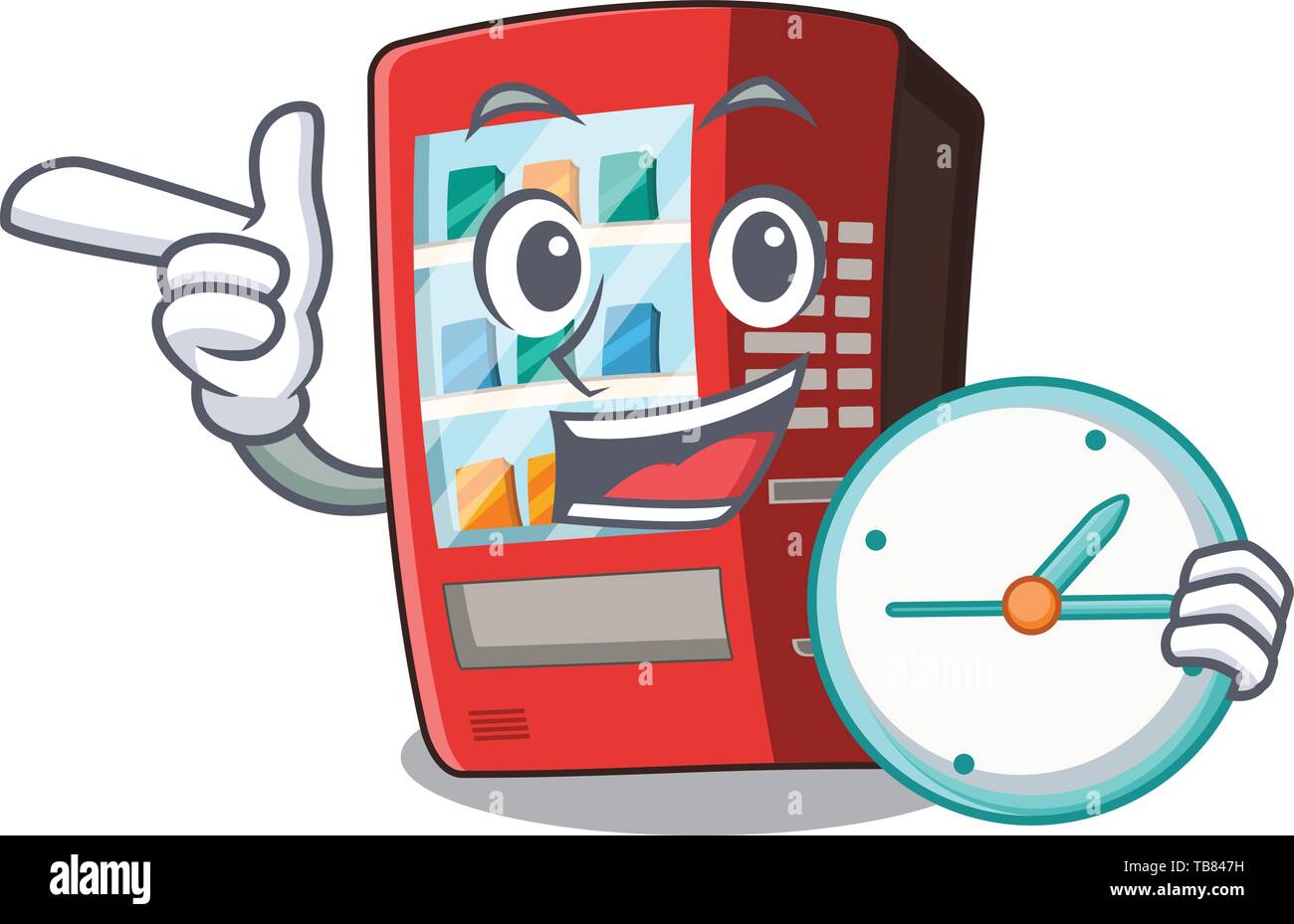 With clock vending machine isolated with the mascot Stock Vector Image ...